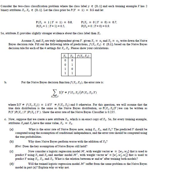 [Solved] Consider the two-class classification pro | SolutionInn