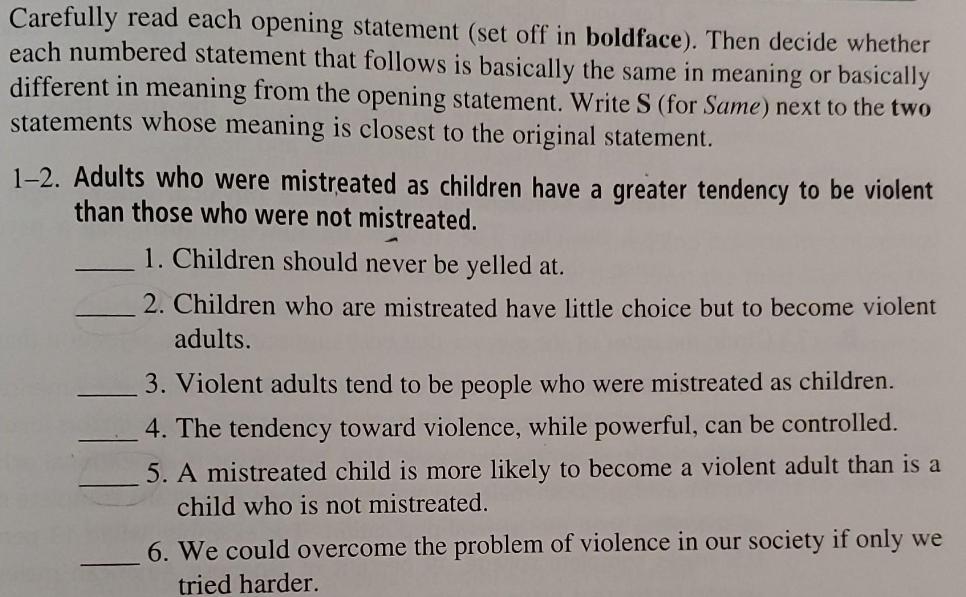 [Solved] Carefully read each opening statement (se | SolutionInn