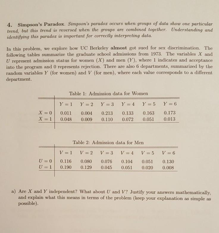 [Solved] 4. Simpson's Paradox. Simpson's parador o | SolutionInn