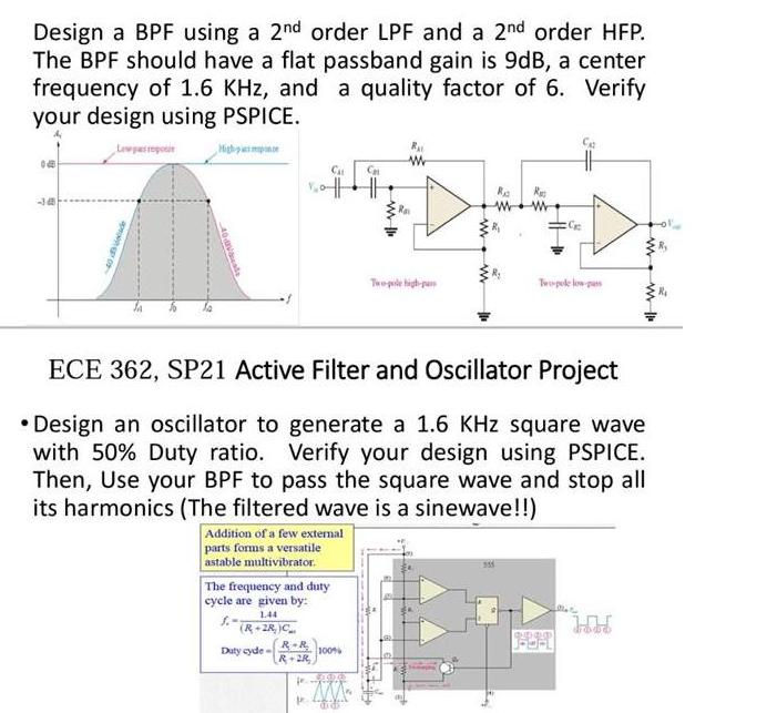 [Solved] Design a BPF using a 2nd order LPF and a | SolutionInn