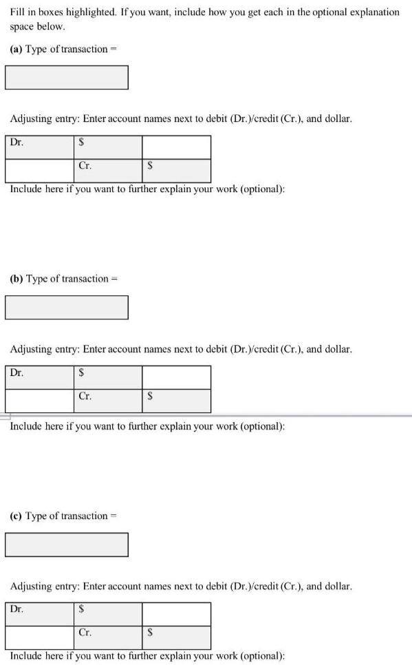 [Solved] Fill in boxes highlighted. If you want, i | SolutionInn