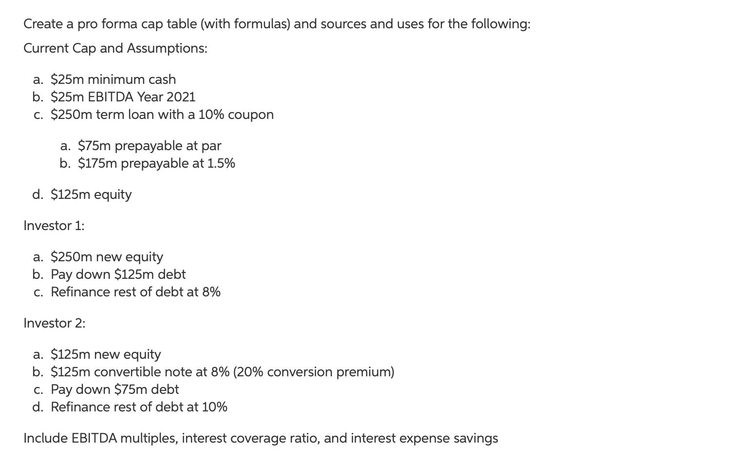 [Solved] Create a pro forma cap table (with formul | SolutionInn