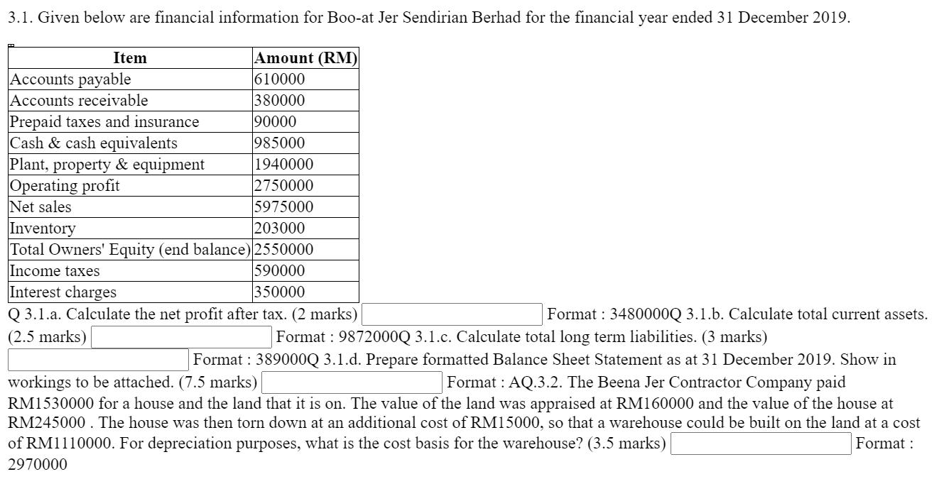 [Solved] 3.1. Given below are financial informatio | SolutionInn