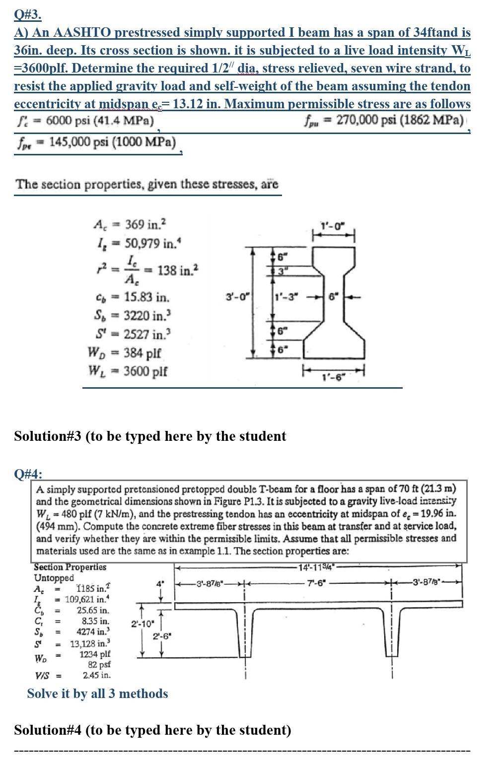 [Solved] Q#3. A) An AASHTO prestressed simply supp | SolutionInn