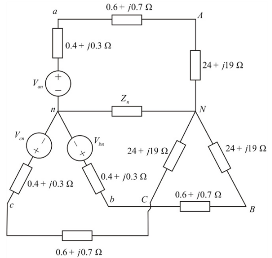 [Solved] For the following Y-Y circuit, calculate | SolutionInn