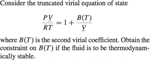 [Solved] Consider the truncated virial equation of | SolutionInn