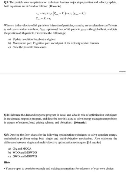 [solved] Q3 The Particle Swarm Optimization Techn Solutioninn