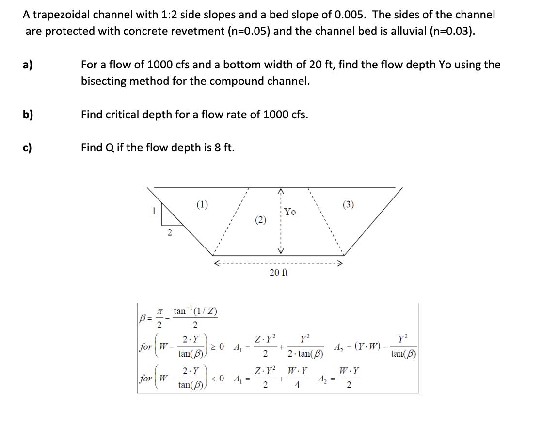 [Solved] A trapezoidal channel with 1:2 side slope | SolutionInn