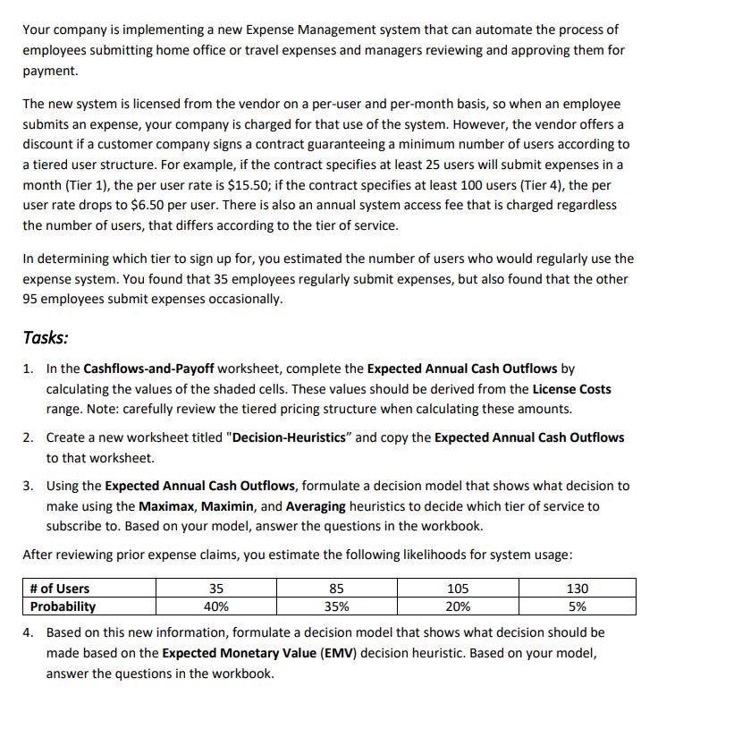 [Solved] Your company is implementing a new Expens | SolutionInn