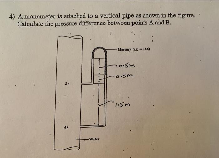 [Solved] 4) A manometer is attached to a vertical | SolutionInn