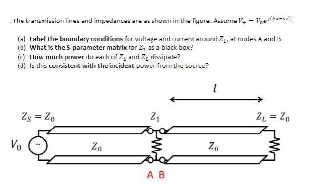 [Solved] The transmission lines and impedances are | SolutionInn