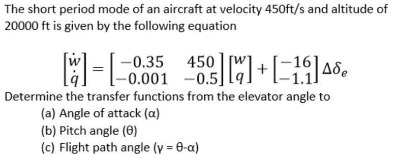 [Solved] The short period mode of an aircraft at v | SolutionInn