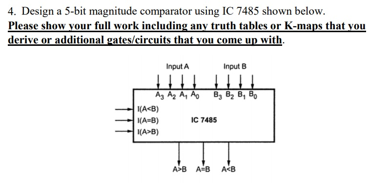 [Solved] 4. Design a 5-bit magnitude comparator us | SolutionInn