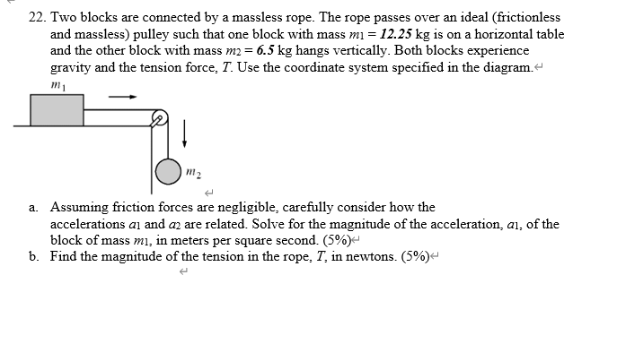 [Solved] 22. Two blocks are connected by a massles | SolutionInn