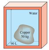 [Solved] A 50-kg copper block initially at 140° | SolutionInn