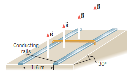 [Solved] The two conducting rails in the drawing a | SolutionInn