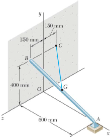 [Solved] The uniform 10-kg rod AB is supported by | SolutionInn