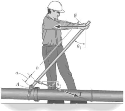 [Solved] The worker is using the bar to pull two p | SolutionInn