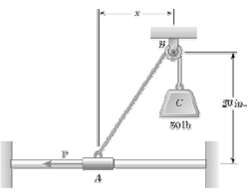 [Solved] Collar A is connected as shown to a 50-lb | SolutionInn