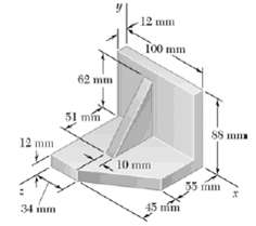 [Solved] For the stop bracket shown, locate the z coordinate of the ...