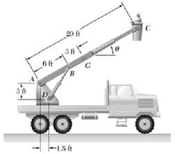[Solved] The telescoping arm ABC is used to raise | SolutionInn