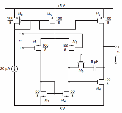 [Solved] For the CMOS operational amplifier shown | SolutionInn