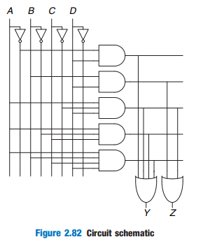 [Solved] Write Boolean equations for the circuit in Figure 2.82. You need not m А в сD Figure 2. ...