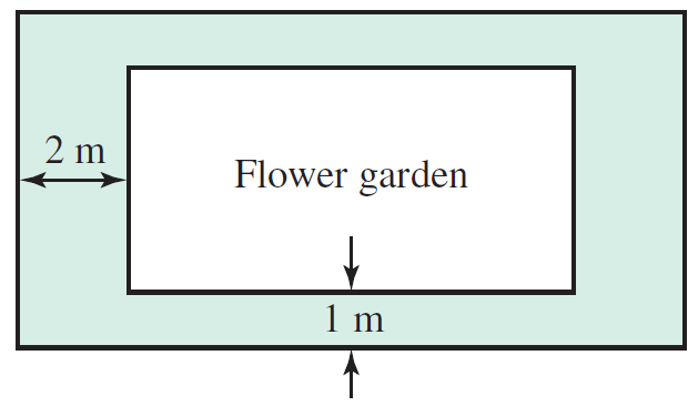 [Solved] A rectangular flower garden with an area | SolutionInn