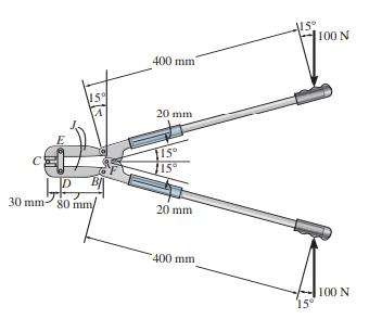 [Solved] Determine the force that the jaws J of th | SolutionInn