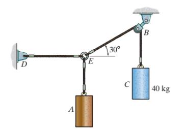 [Solved] If the mass of cylinder C is 40 kg, deter | SolutionInn