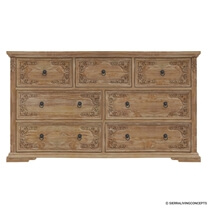 Preston Solid Teak Wood Traditional Rustic 7 Drawer Dresser