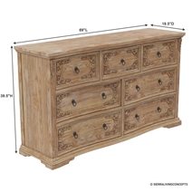 Preston Solid Teak Wood Traditional Rustic 7 Drawer Dresser