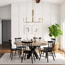 Coralville Rustic Solid Wood 2 Tone Round Dining Table