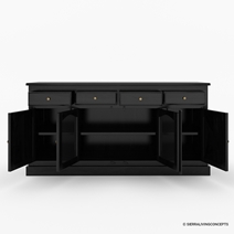 Novara Modern Solid Wood 4 Drawer Extra Long Buffet Cabinet