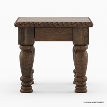 Renens Rustic Solid Wood Traditional End Table