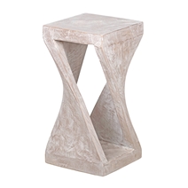 Helix Whitewashed Solid Wood Infinity Twist Stool