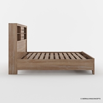 Villeneuve Modern Farmhouse Solid Wood Platform Bookcase Bed