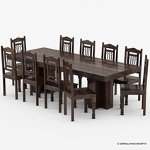Dallas Classic Solid Wood Double Pedestal Dining Table Set For 10