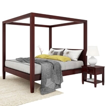 Henderson Transitional Solid Mahogany Wood Platform Canopy Bed