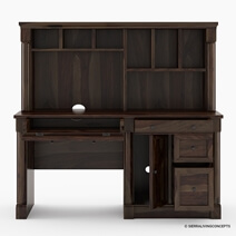 Perrinton Rustic Solid Wood Home Office Computer Desk With Hutch