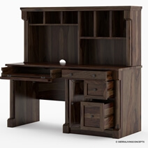 Perrinton Rustic Solid Wood Home Office Computer Desk With Hutch