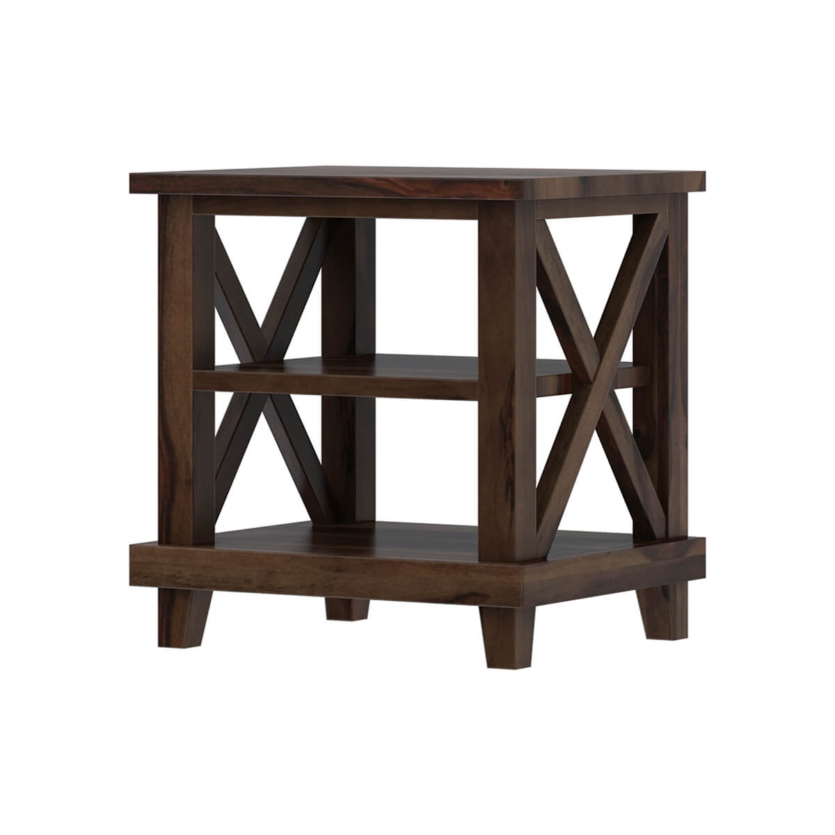 Antwerp 3 Tier Rustic Solid Wood End Table