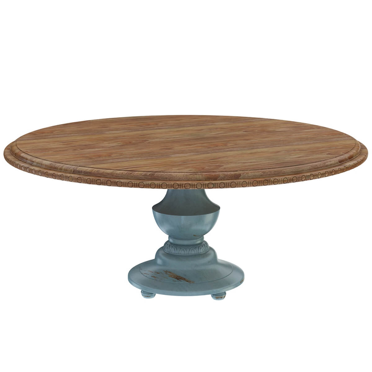 Conway Farmhouse Two Tone Solid Wood Pedestal Round Dining Table