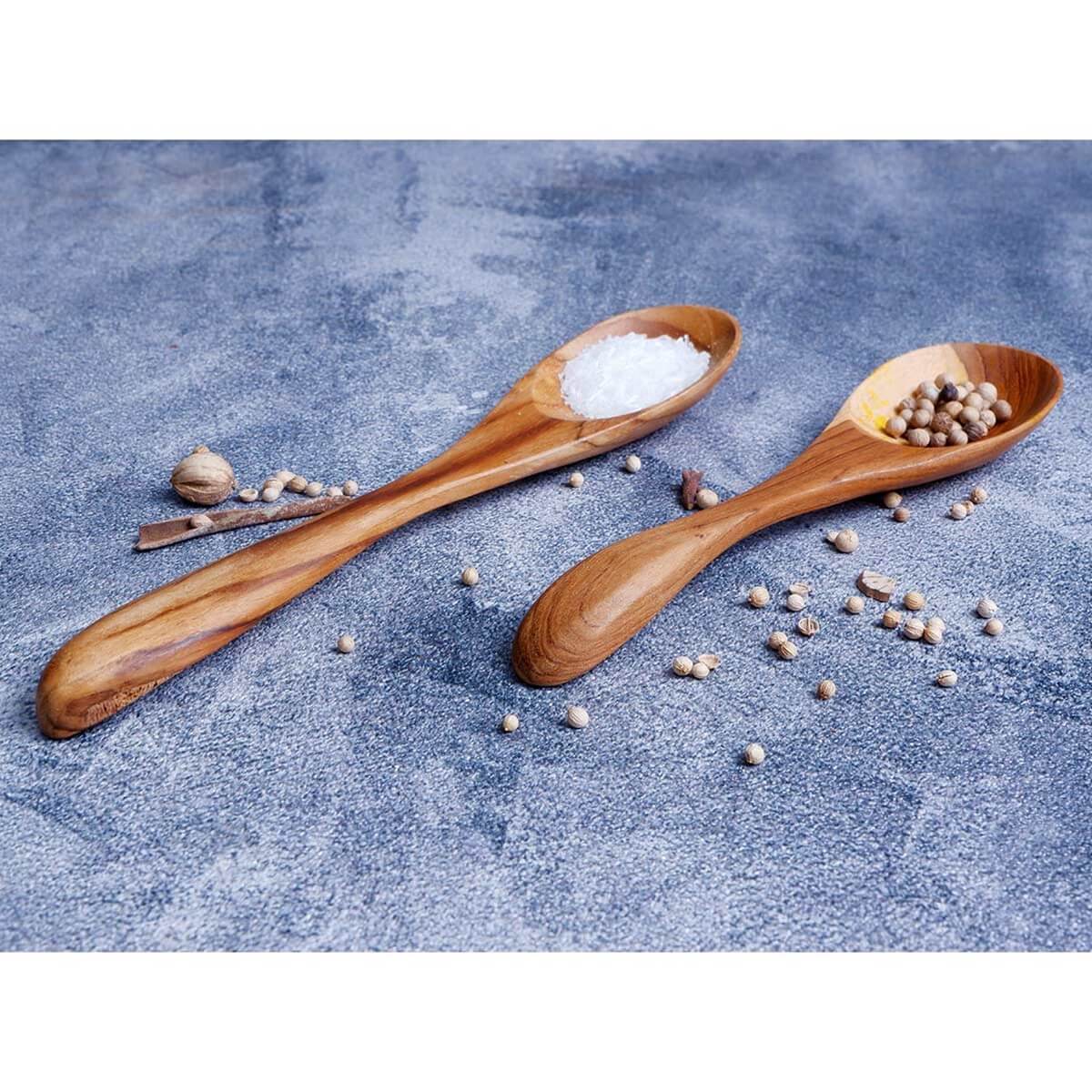 Armory Solid Teak Wood Handmade Teaspoons (Pack of 12)