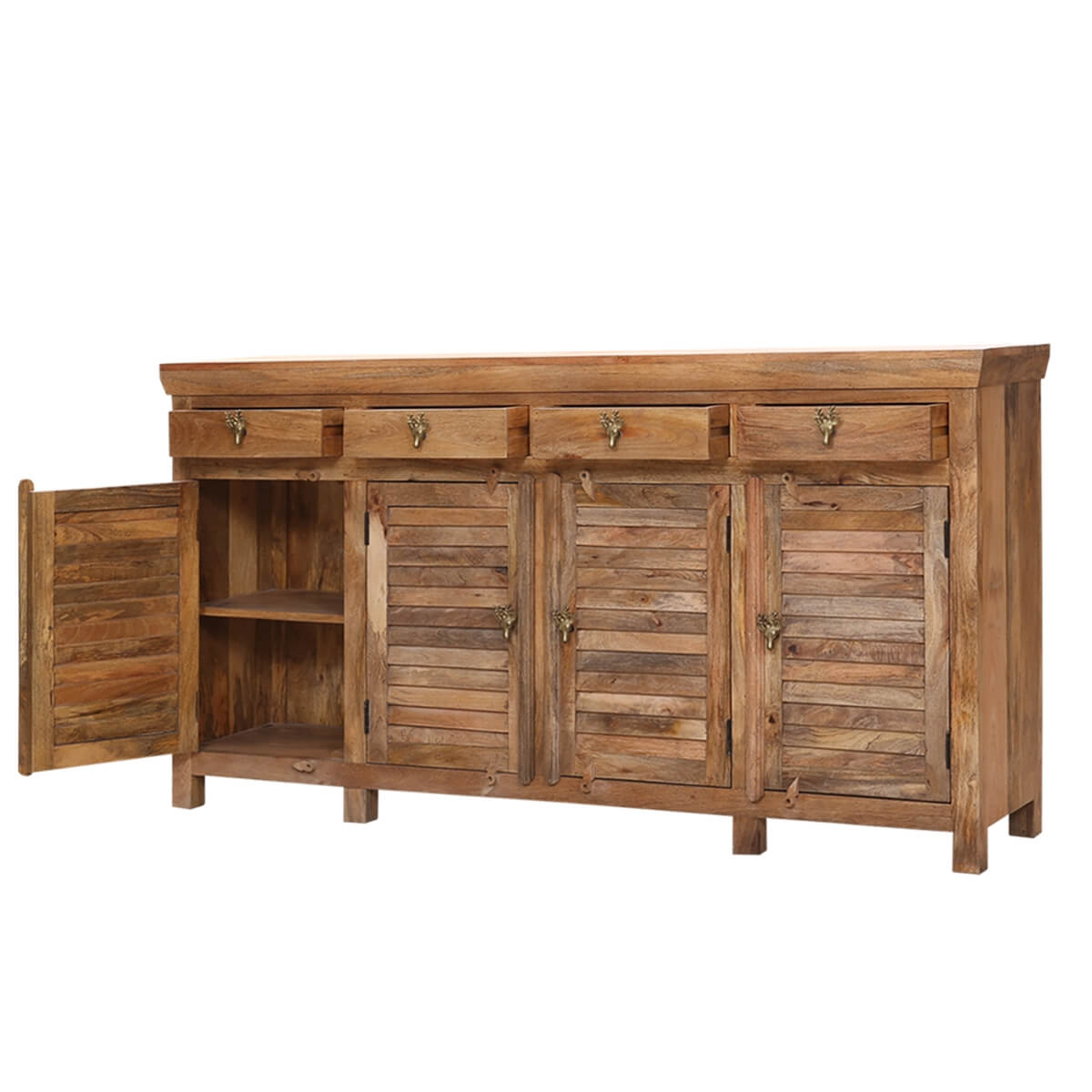 Flintshire Rustic Solid Wood 4 Drawer Extra Long Sideboard Cabinet