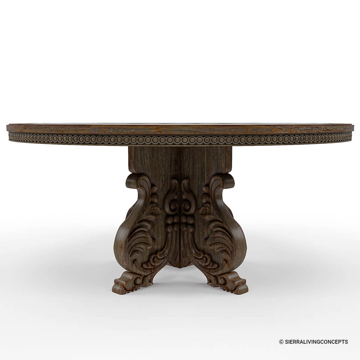 Wiltshire Teak Wood Hand Carved Round Dining Table