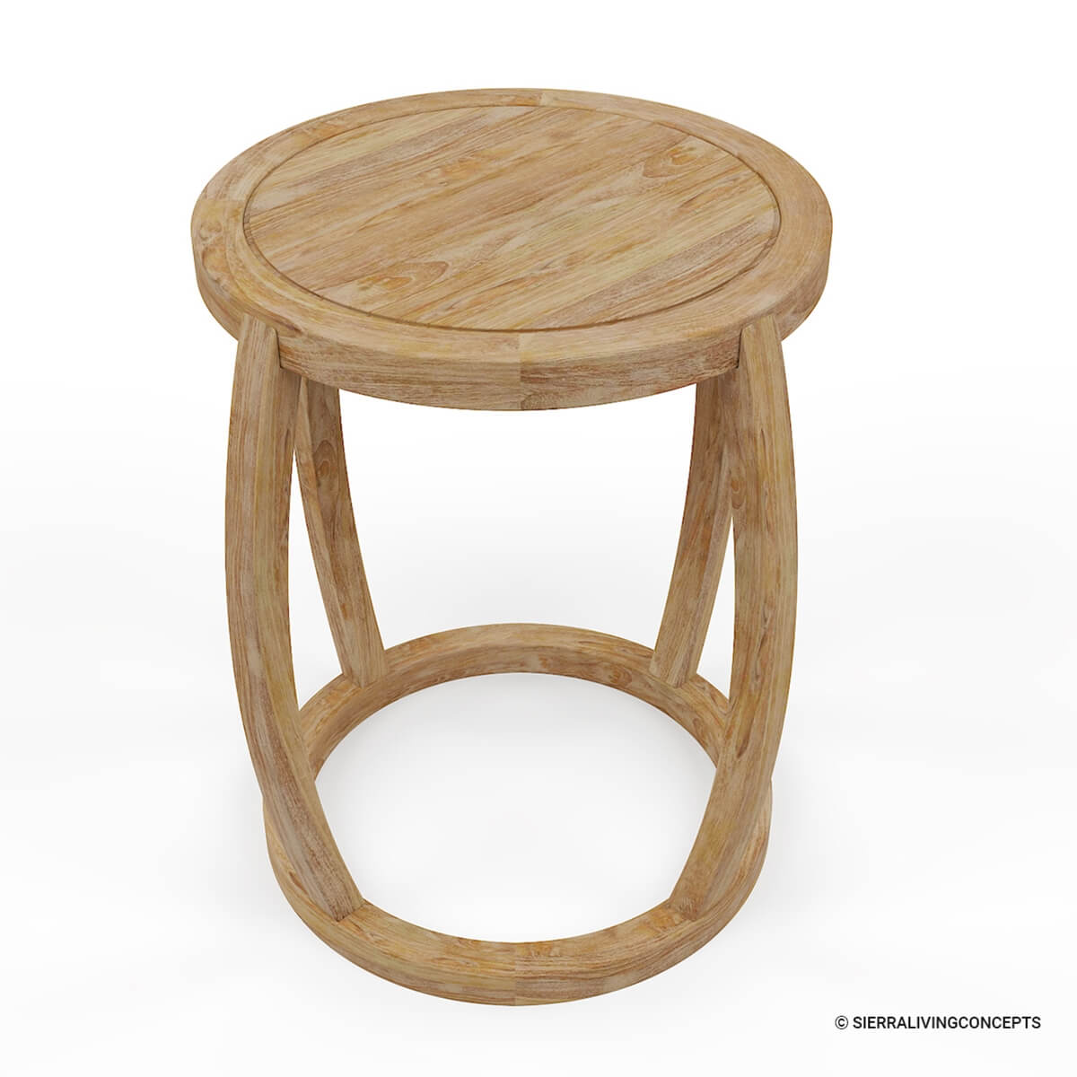 Dubbo Rustic Teak Wood Round Barrel Shape End Table