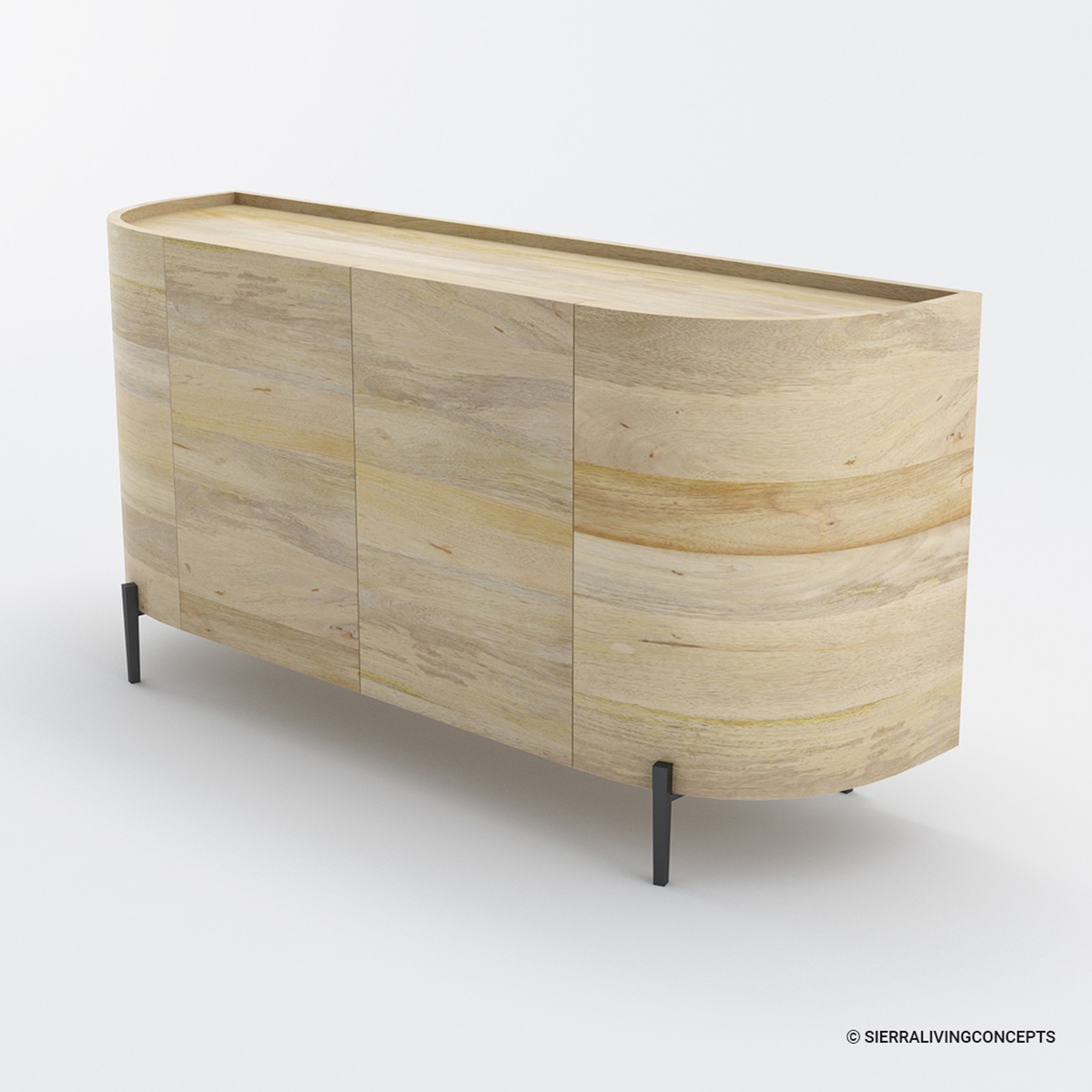 Pescadero Solid Wood 2 Door Modern Long Sideboard Cabinet