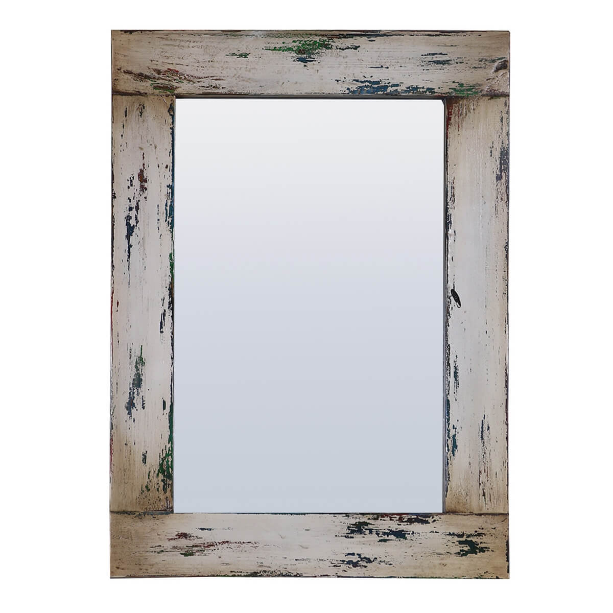 Rustic White Mindi Wood Rectangular Mirror Frame