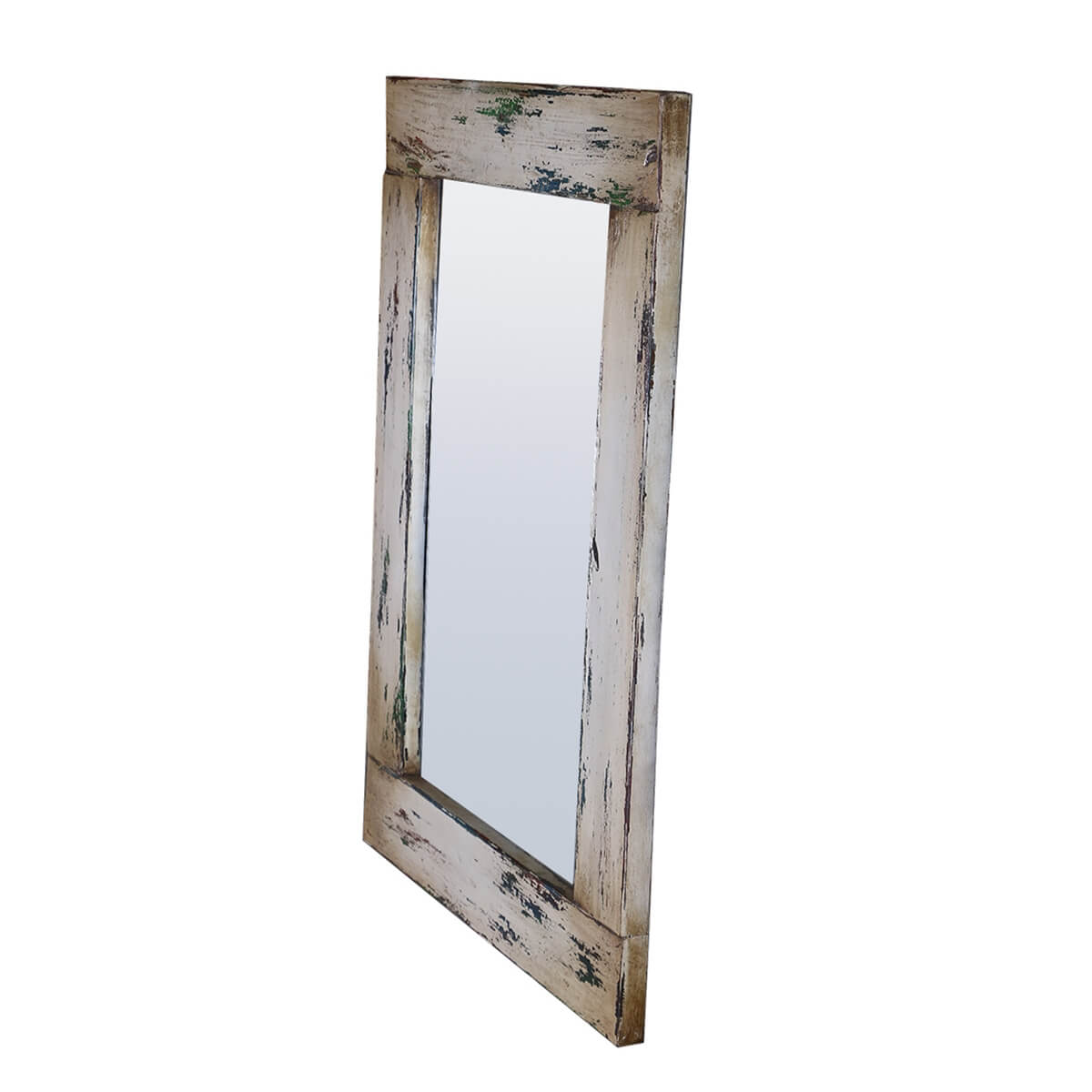 Rustic White Mindi Wood Rectangular Mirror Frame